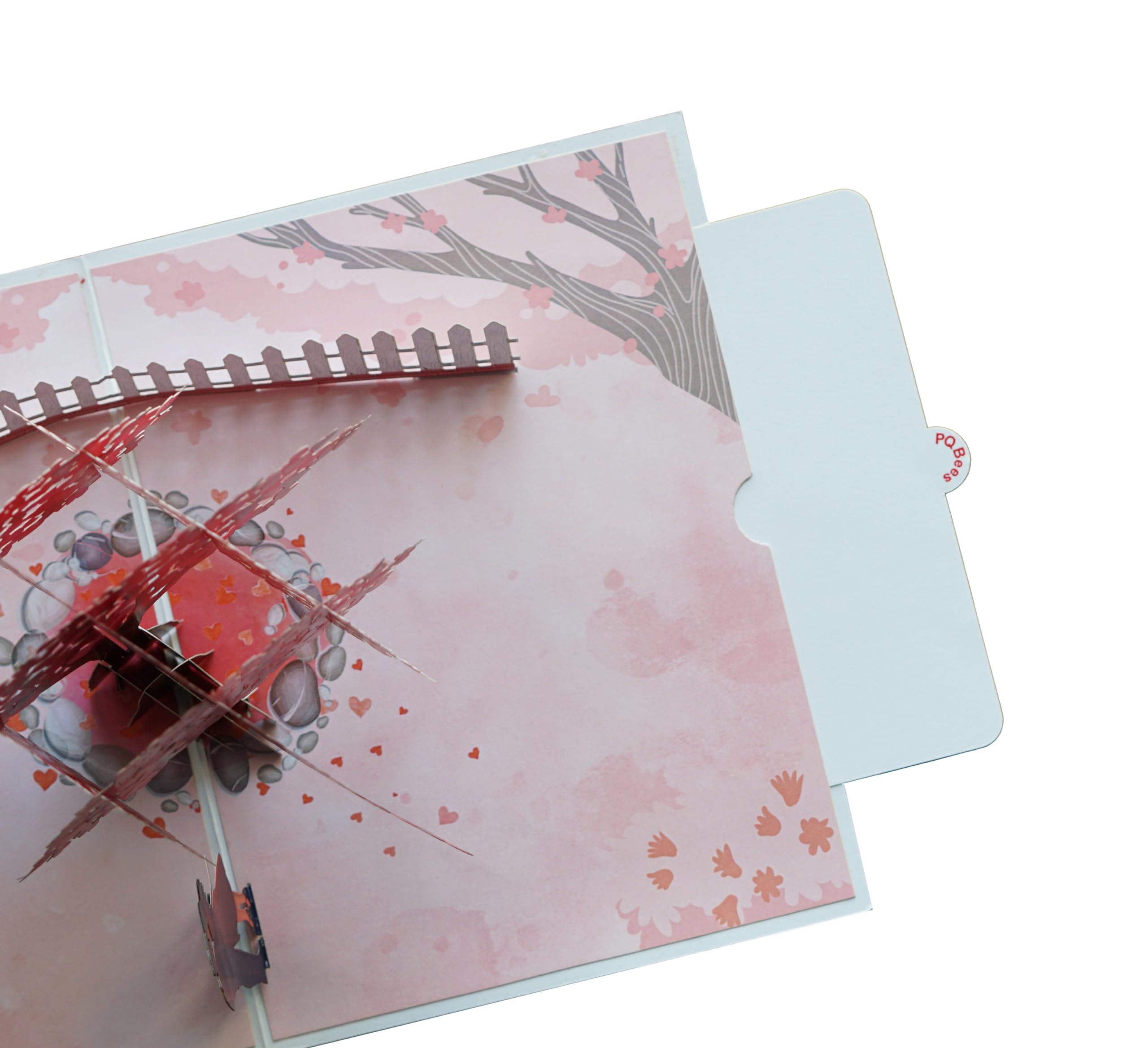 PQ Bees Pop Up Valentines Day Card | 3D Anniversary Wedding Thank You Birthday Card for Significant Other (Size 6 x 8 In - Romantic Couple Love Tree).