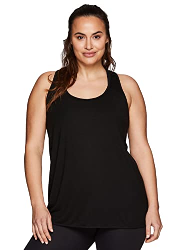 RBX Active Women's Plus Size Fashion Flowy Yoga Workout Tank Top Tunic S21 Black 3X