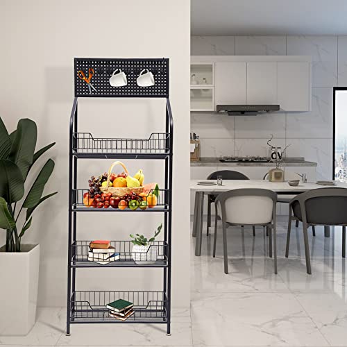 MEDEIYIBI 4-Tier Standing Shelf Units Kitchen Baker's Racks Organizer Holders with Wheels Snack Display Rack Household Metal Storage Rack for Bathroom Living Room Office Garage 19.6 x 10.6 x55in