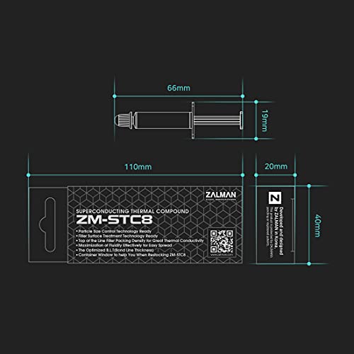 Zalman STC8 Thermal Paste, 1.5g Premium CPU Thermal Compound for All Processors, Heatsink, IC, Computer Processor, Cooler, GPU, Superconducting High Viscosity, 8.3 W/m-k, 350-480 Pa.s (ZM-STC8)
