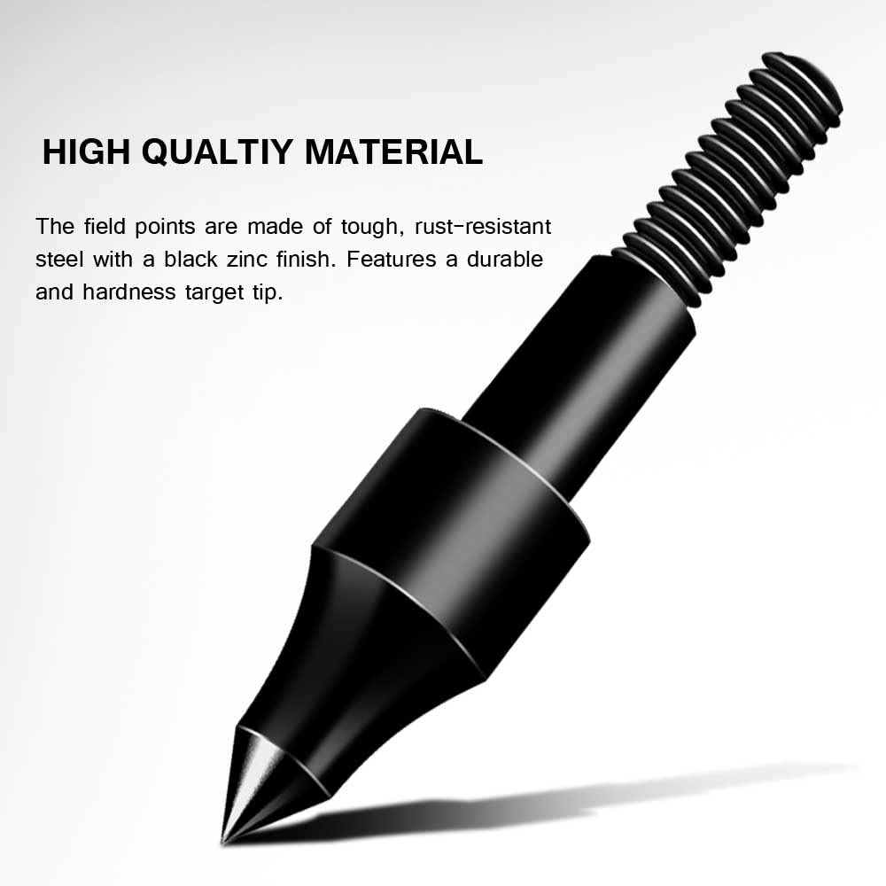Field Points Screw in Archery Arrow Field Points Bullet Points Tips, Practice Target & Hunting Arrows Heads for Recurve, Compound Bow, 100 Grain Each