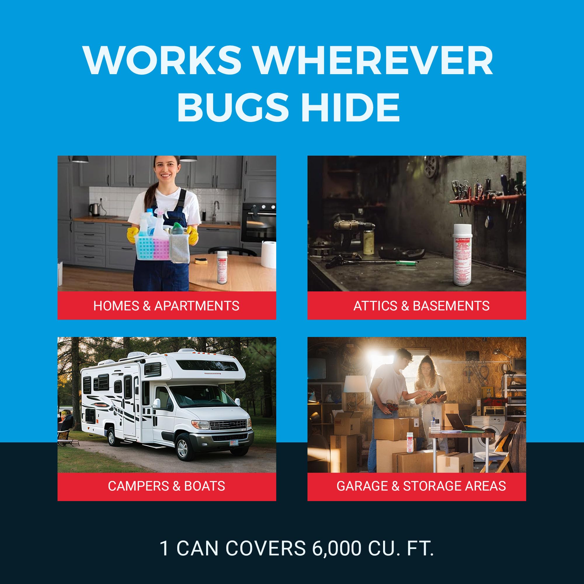 Kinzua Environmental Punch Bug Bomb, Insect Fogger Kills All Mosquito, Cockroach, Flea, Ant, Spider & More, Insect Foggers for Indoor & Outdoor Use, Non-Staining, Water-Base Formula, 6 oz, Pack of 3