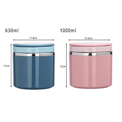 Ptsygantl Food Thermos, 1000ml Soup Thermos, Stainless Steel Bento Box with Handle, Breakfast Cup Soup Storage Container Sealed for Work Travel (Blue)
