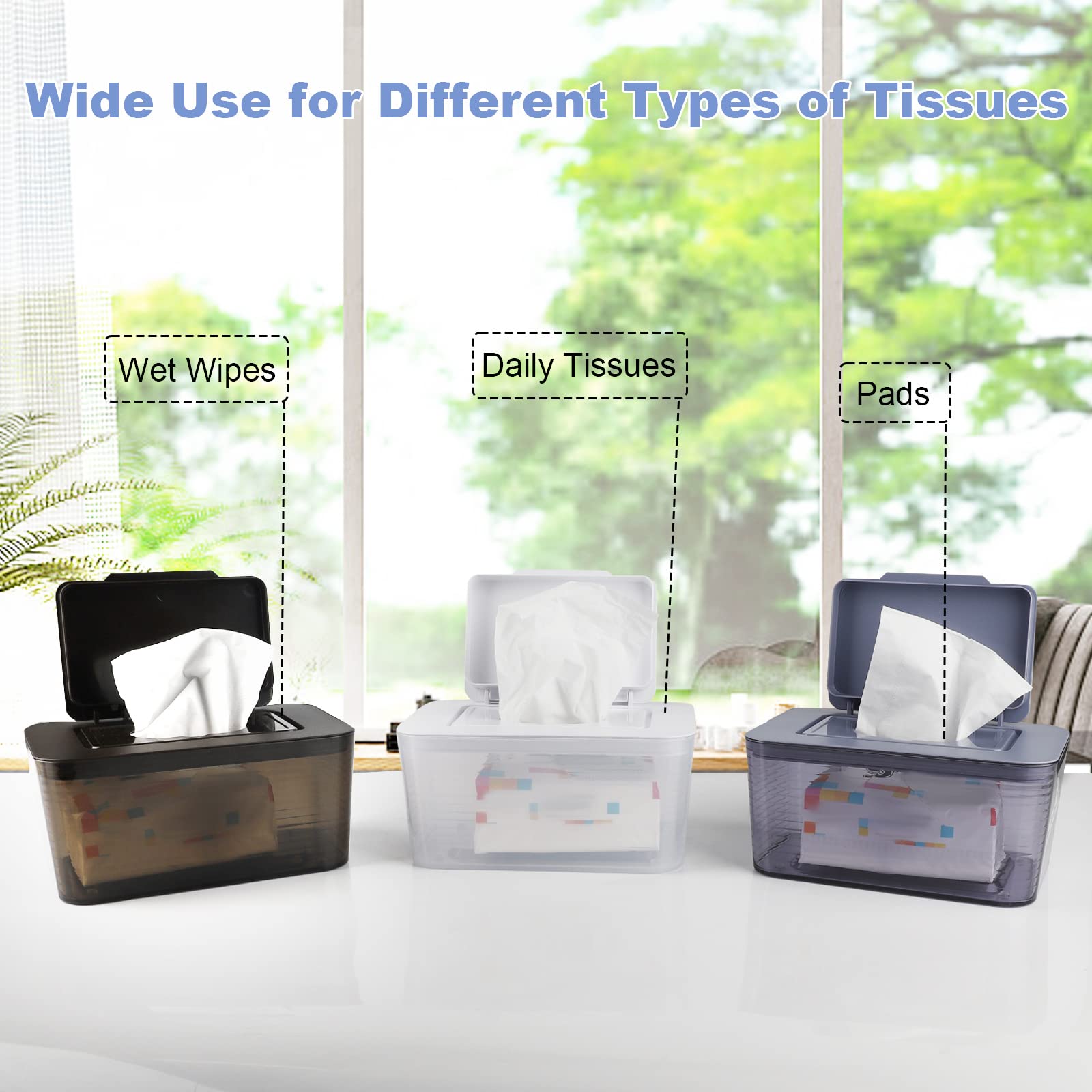 HSWT Baby Wipes Dispenser Wipe Holder - Larger Capacity Wet Wipe Dispenser Box Wipes Container for Bathroom Keep Wipes Moist and Fresh