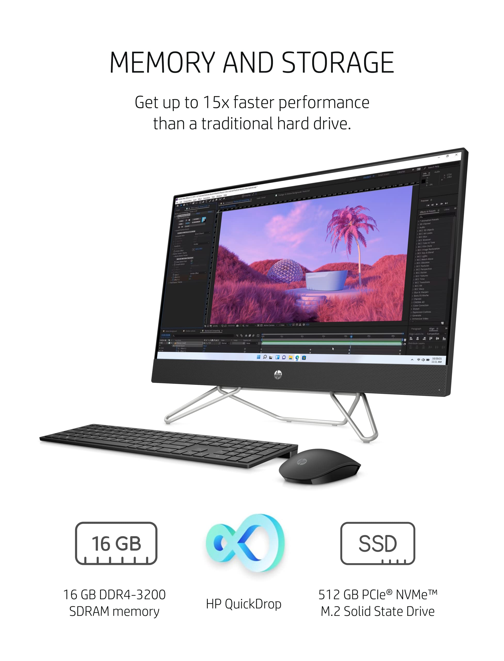 HP 27-cb0060 27” FHD Touchscreen All-in-One Desktop AMD Ryzen 5 5500U 2.1GHz 16GB RAM 512GB SSD Windows 11 Home (Renewed)