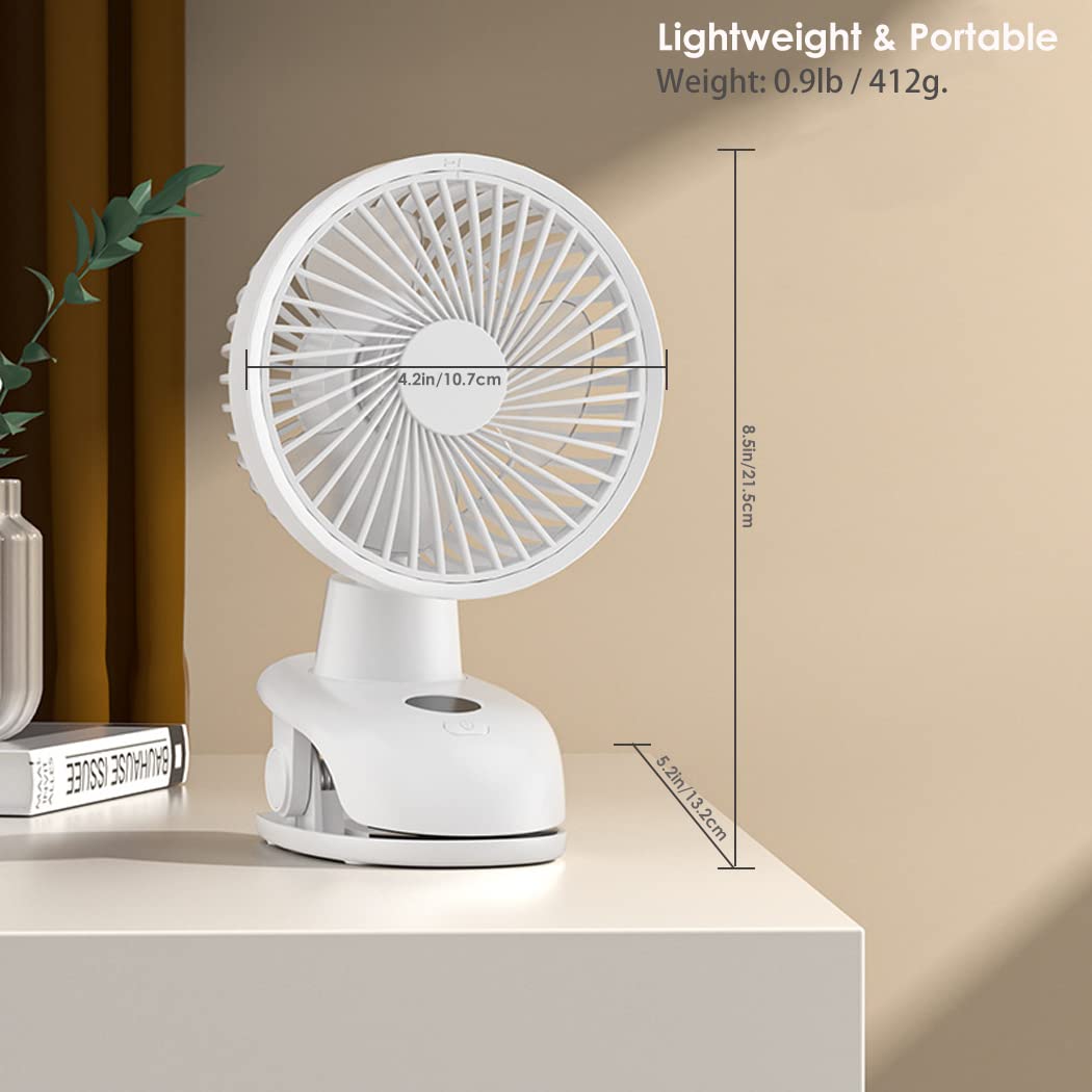FIELDSKY Small Oscillating Desk & Clip Fan Portable Table Fan USB Rechargeable Battery Powered Quiet Personal Fan Dual Adjustable Angle Desktop Air Circulate Fan with 4 Speed