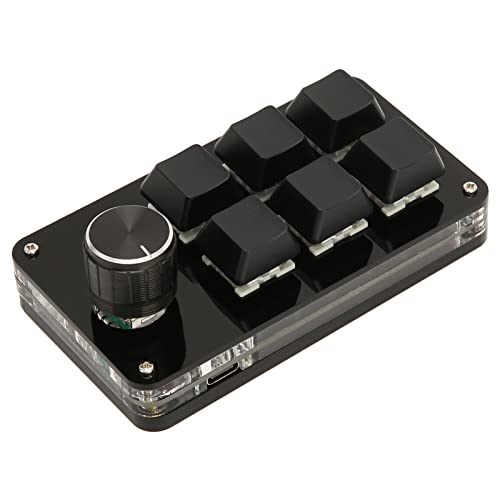 Jeanoko One Handed Gaming Keyboard, Fine Workmanship Mini Portable 6 Key Mini Keypad 6 Keys Wide Applicability with Knob for Gaming for Office