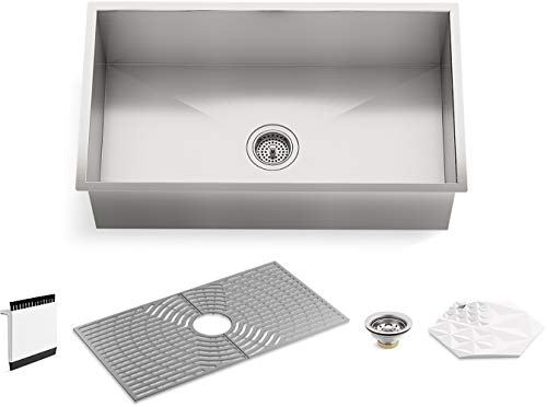 Kohler K-20022-PC-NA Sterling Ludington 32" Under Mount Single Bowl Kitchen Sink with Accessories, 32 inch, Stainless Steel