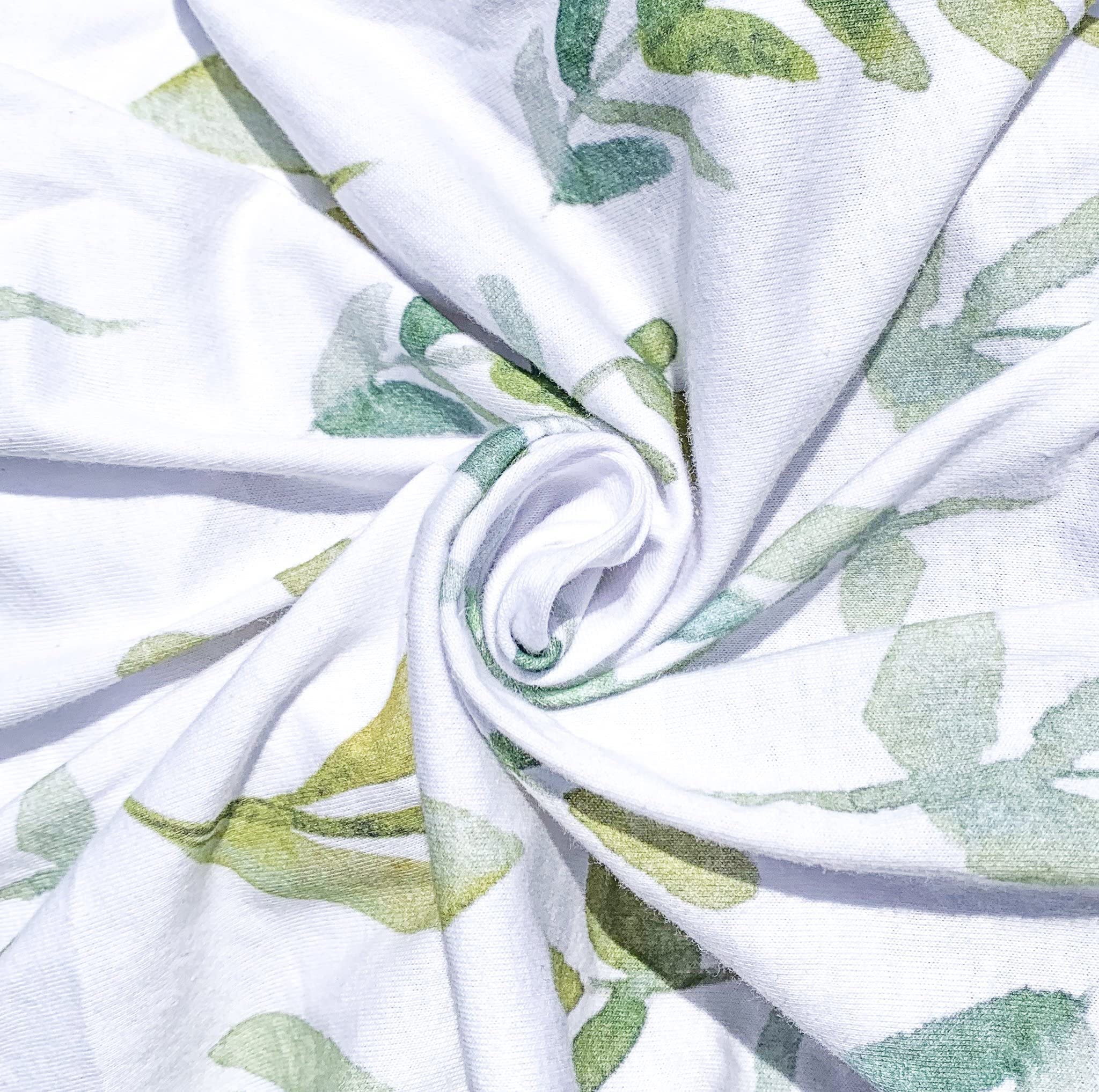 NODNAL CO. Leafy Bassinet Fitted Sheet - 100% Jersey Cotton for Baby Girl/Boy - Gender Neutral/Floral Eucalyptus Universal Fitted Cover Sheets (Leafy Greens)