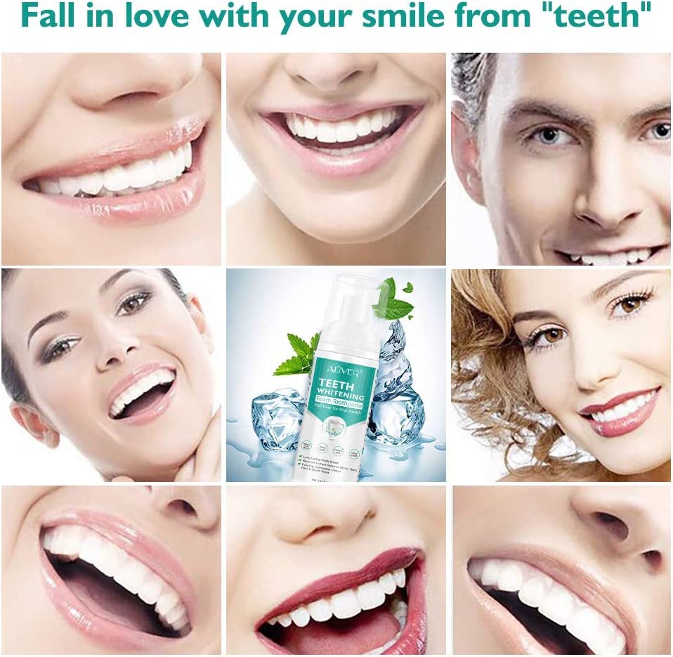 Teeth Whitening Toothpaste Foam-Baking Soda Toothpaste,Ultra-fine Mousse Deeply Clean Gums,Intensive Stain Removal,Travel Friendly, Easy to Use,Oral Care Toothpaste Replacement Mouth Wash Water(60ml)