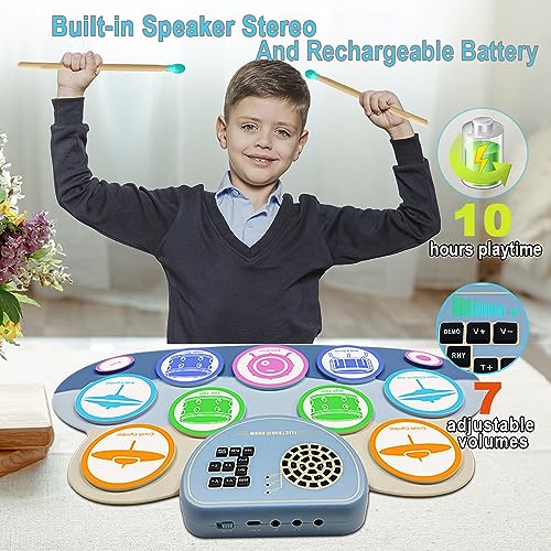 Electric Drum Set, Electronic Drum Practice Pad for Kids & Adult Beginner. Built in Speaker | DTX Games | Headphone Jack | Drum Sticks Cover. Great Digital Drum Kit for Birthday