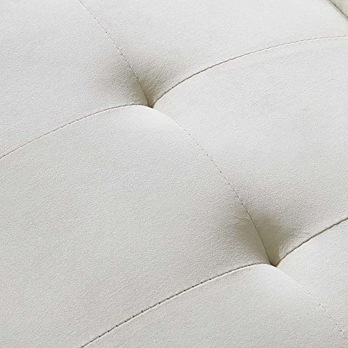 Lin-Utrend 67" Comfortable Velvet Couch,Convertible Sofa Bed, Living Room Sofas with Adjustable backrest and armrest, for Living Room, Apartment, Bedroom, Office, Shop(Beige)