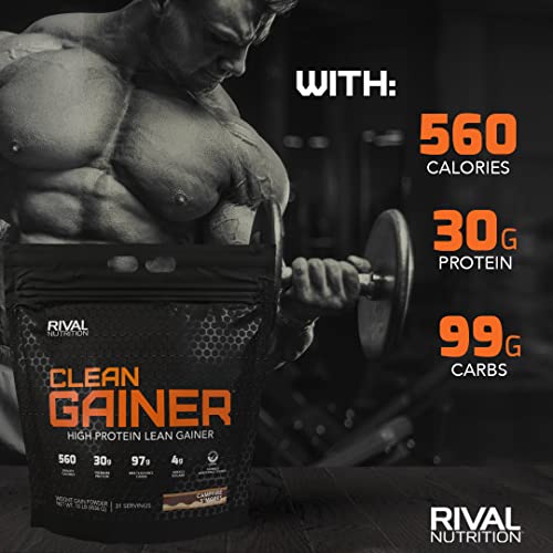 Rivalus Clean Gainer - Chocolate Fudge 10 Pound - Delicious Lean Mass Gainer with Premium Dairy Proteins, Complex Carbohydrates, and Quality Lipids, No Banned Substances, Made in USA