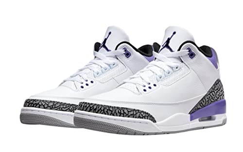 Nike Men's Air Jordan 3 Retro Basketball Shoes, White/Black-dark Iris-cement G, 10.5