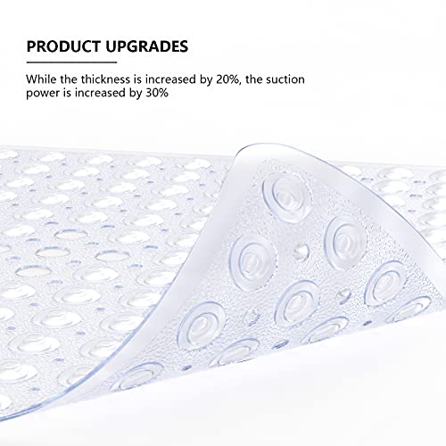 XIYUNTE Square Shower Mat Non Slip - 21 x 21inch Square Bath Shower Tub Mat, Square Rubber Bath Mats for Shower, Non Slip Bathtub Mats with Suction Cups & Drain Holes, Machine Washable, Clear