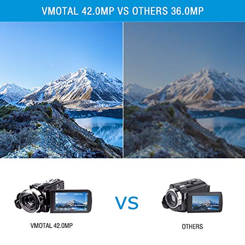 Vmotal Video Camera Camcorder with Microphone, 2.7K HD 42.0 MP 18X Digital Zoom 1080P Vlogging YouTube Recorder, 270 Degree Rotation 3.0 Inch Screen with 2 Batteries Inculde 32GB SD Card