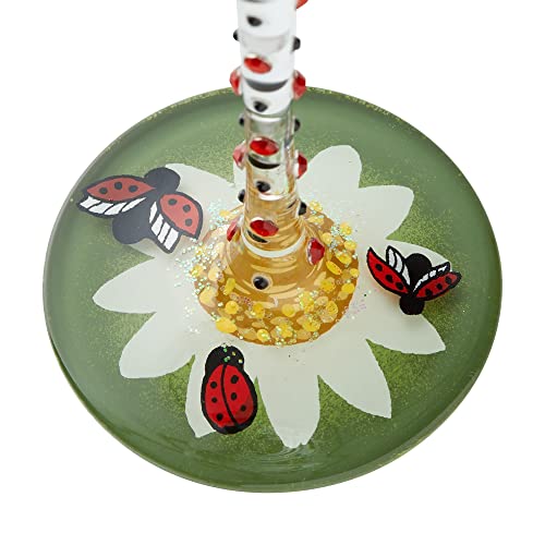 Enesco Designs by Lolita Ladybugs Hand-Painted Artisan Prosecco Glass Champagne Flute, 8 Ounce, Multicolor
