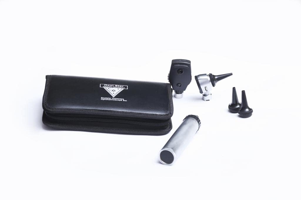 Real-Star Simaeco Otoscope, ophthalmoscope 2 in 1 stainless-steel handle for Both Adults and Pediatric. Batteries are not Included.