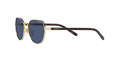 Vogue Eyewear Woman Sunglasses Gold Frame, Dark Blue Lenses, 53MM