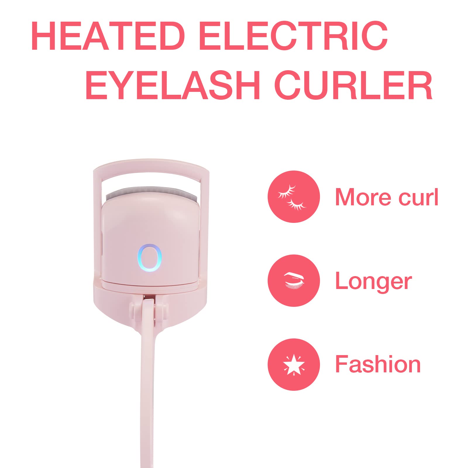 HUAKARAD Heated Eyelash Curler with Comb, USB Rechargeable Electric Eyelash Curler, Warm Eyelash Curler,2 Heating Modes Eyelash Curlers Heated Quick Natural, Long Lasting