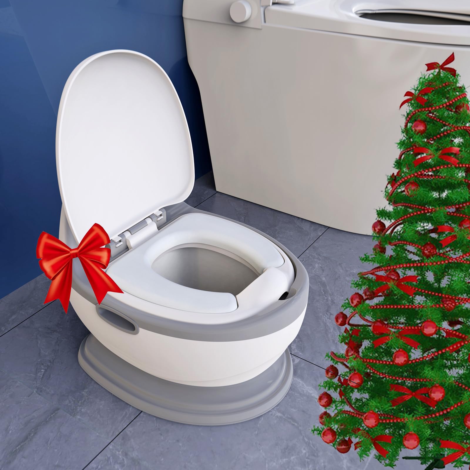 Realistic Training Toilet Potty for Toddler Boys Girls - Splash Guard - Flush Button (Pink)
