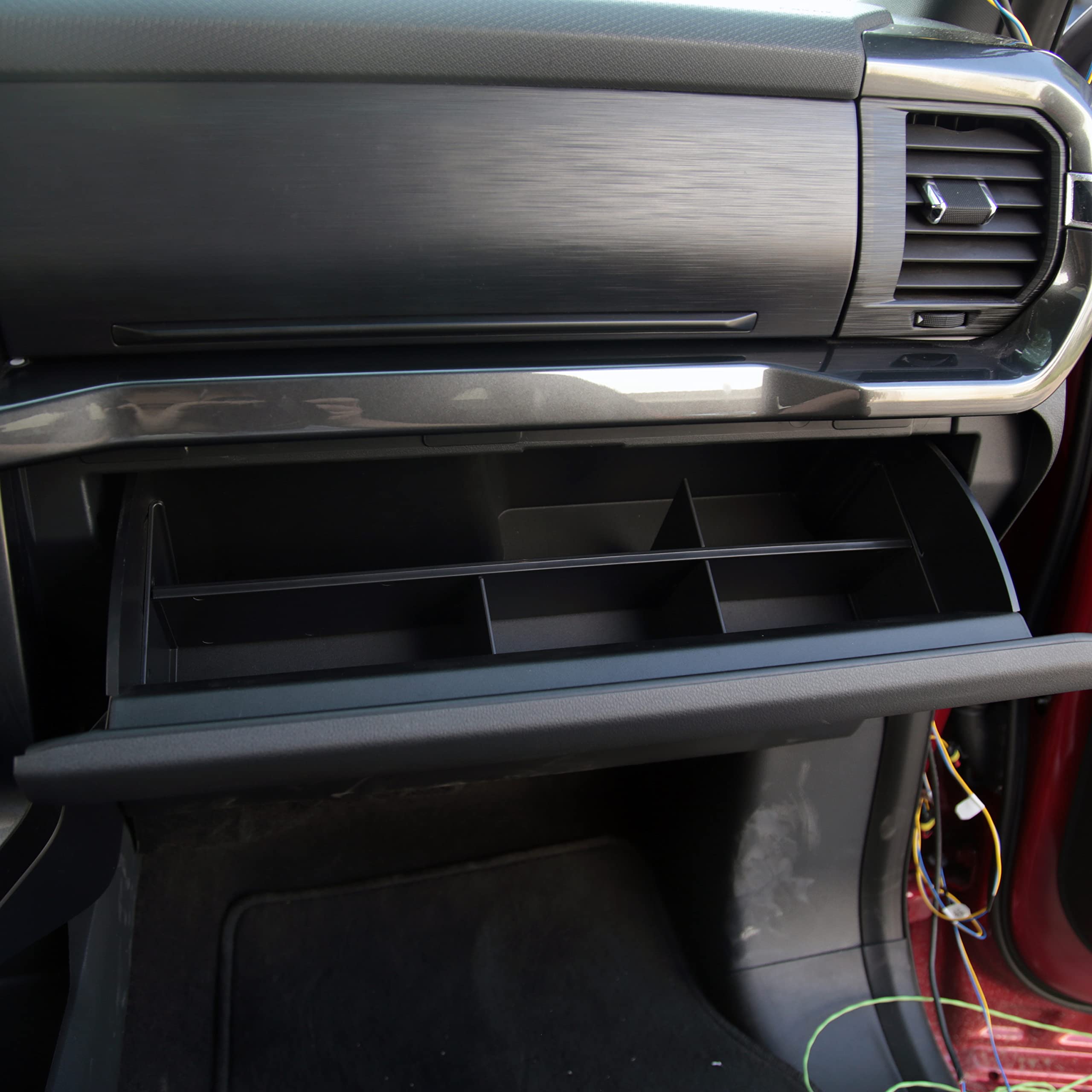 Glove Box Organizer for 2021 Ford F150 - Glove Box (Lower) Tray Insert Glove Box Dividers ABS Black Materials Compartment Tray