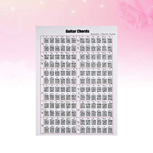 Exceart Acoustic Electric Guitar Chords Poster Guitar Reference Practice Chart Fingering Paper for Beginner Starter Guitar Lover 60x40cm