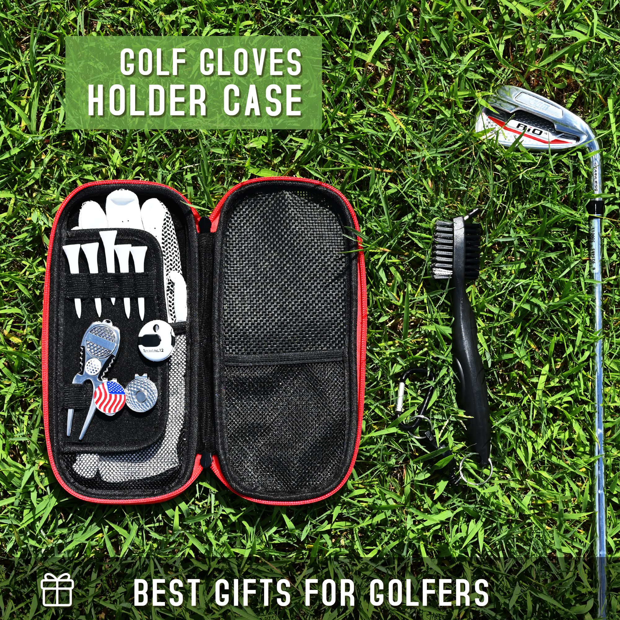 Glove Holder with Carabiner Hook to Golf Bags, Golf Gloves Accessories for Men Women Golfer
