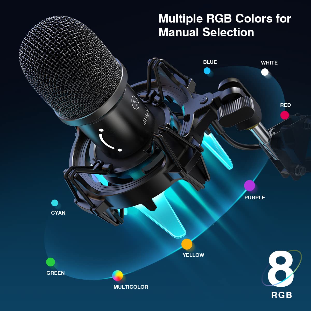 FIFINE USB Dynamic Microphone Kit-Streaming Microphone Set for PC with Boom Arm, Quick Mute, RGB Shock Mount, for Gaming Podcasting YouTube, Cardioid Mic, Plug and Play on Computer PS4 PS5-K651