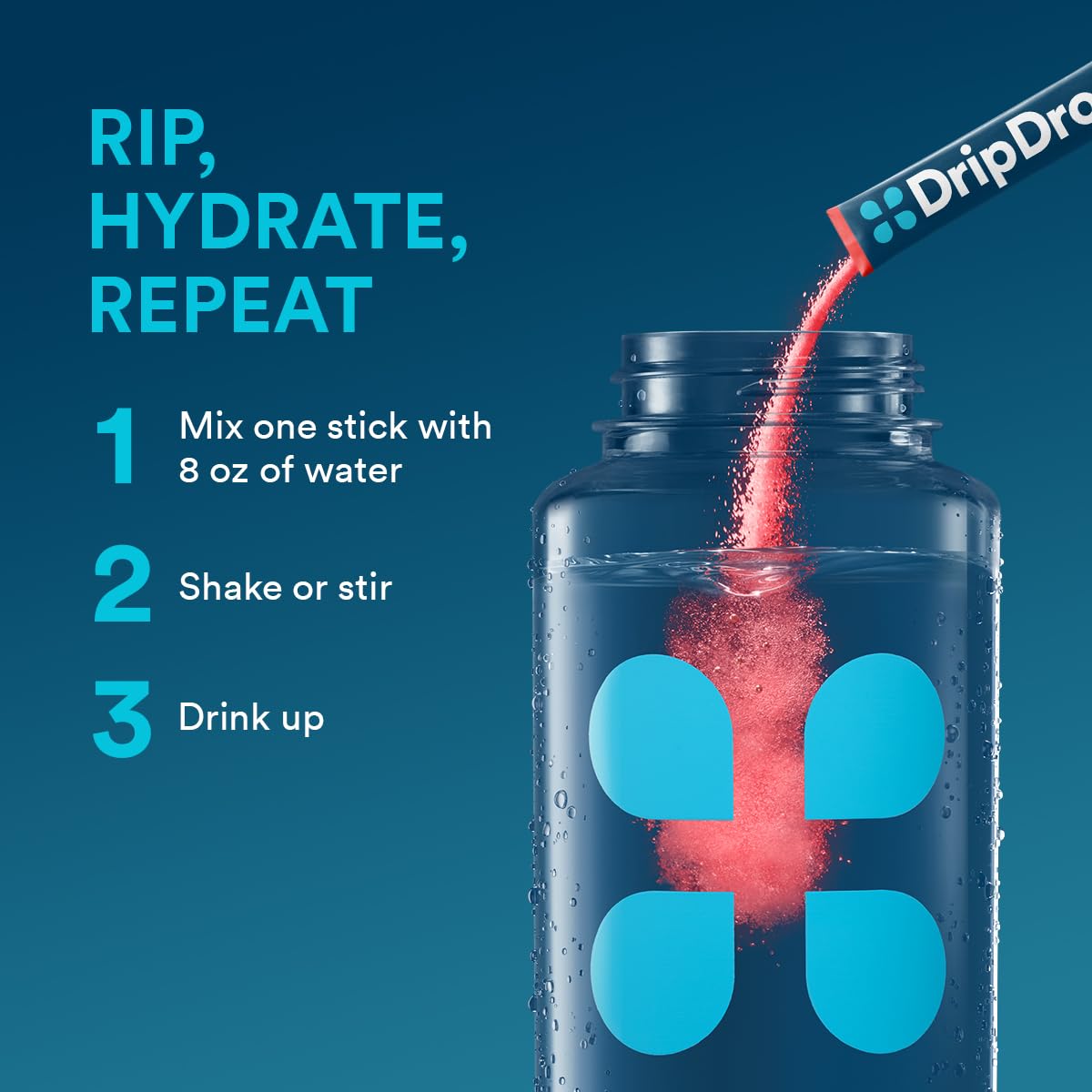 DripDrop Hydration Juicy Variety Pack - Electrolyte Drink Mix Single-Serve Powder Packets - Grape, Fruit Punch, Strawberry Lemonade, Cherry - 16 Servings