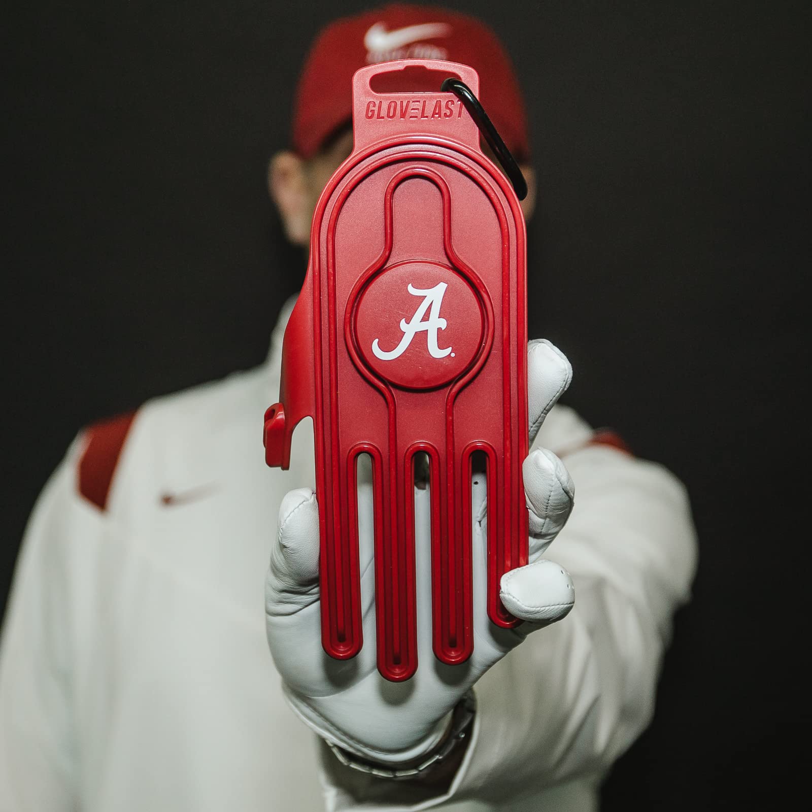 Glovelast Collegiate Branded Glove Shaper - Extend Your glove's Performance - No More Stiff crinkly Gloves (Alabama Crimson Tide, Used for Left Glove, Crimson)