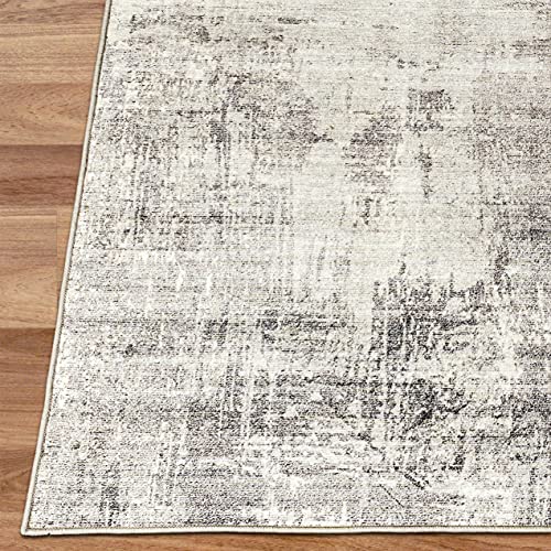 ReaLife Machine Washable Rug - Stain Resistant, Non-Shed - Eco-Friendly, Non-Slip, Family & Pet Friendly - Made from Premium Recycled Fibers - Abstract Modern - Beige, Gray, Ivory, 5' x 7'