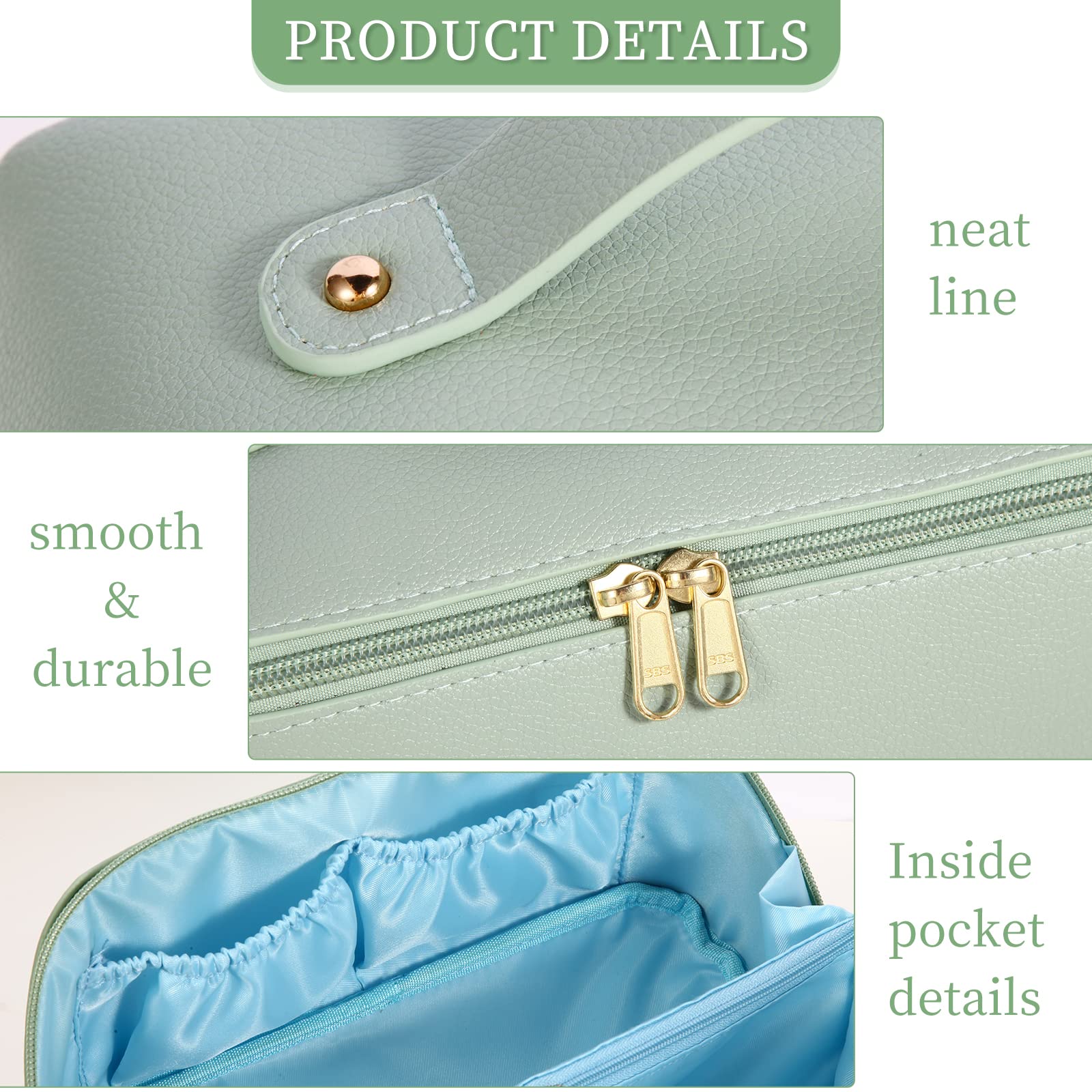 Hetchia Large capacity travel cosmetic bag,Makeup bag,Cosmetic bag,Travel makeup bag,Cosmetic bags for women,(green)