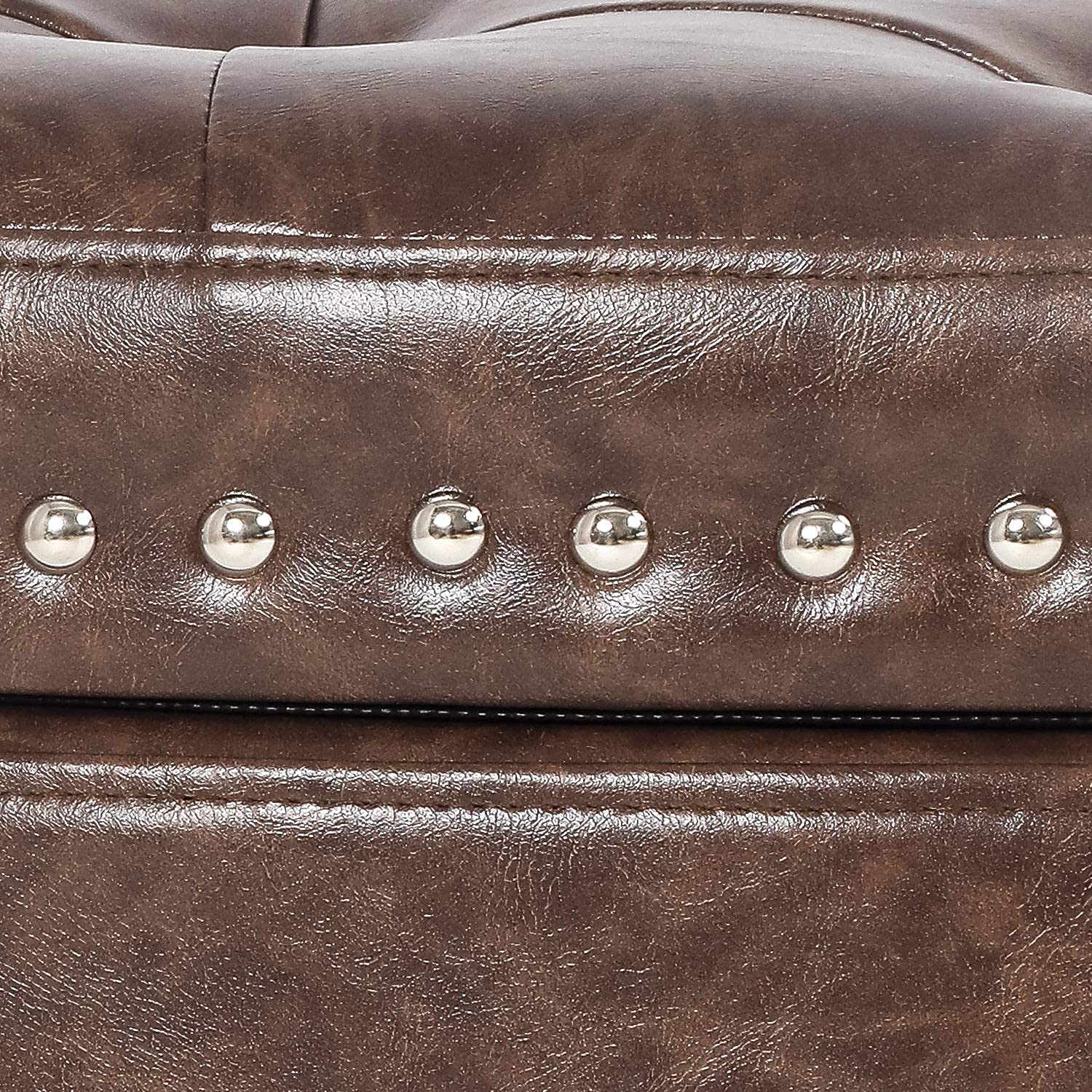Homebeez 43.5" Half Moon Storage Ottoman Bench, Lift Top Faux Leather Storage Ottoman Bench for Bedroom Living Room (Light Brown)