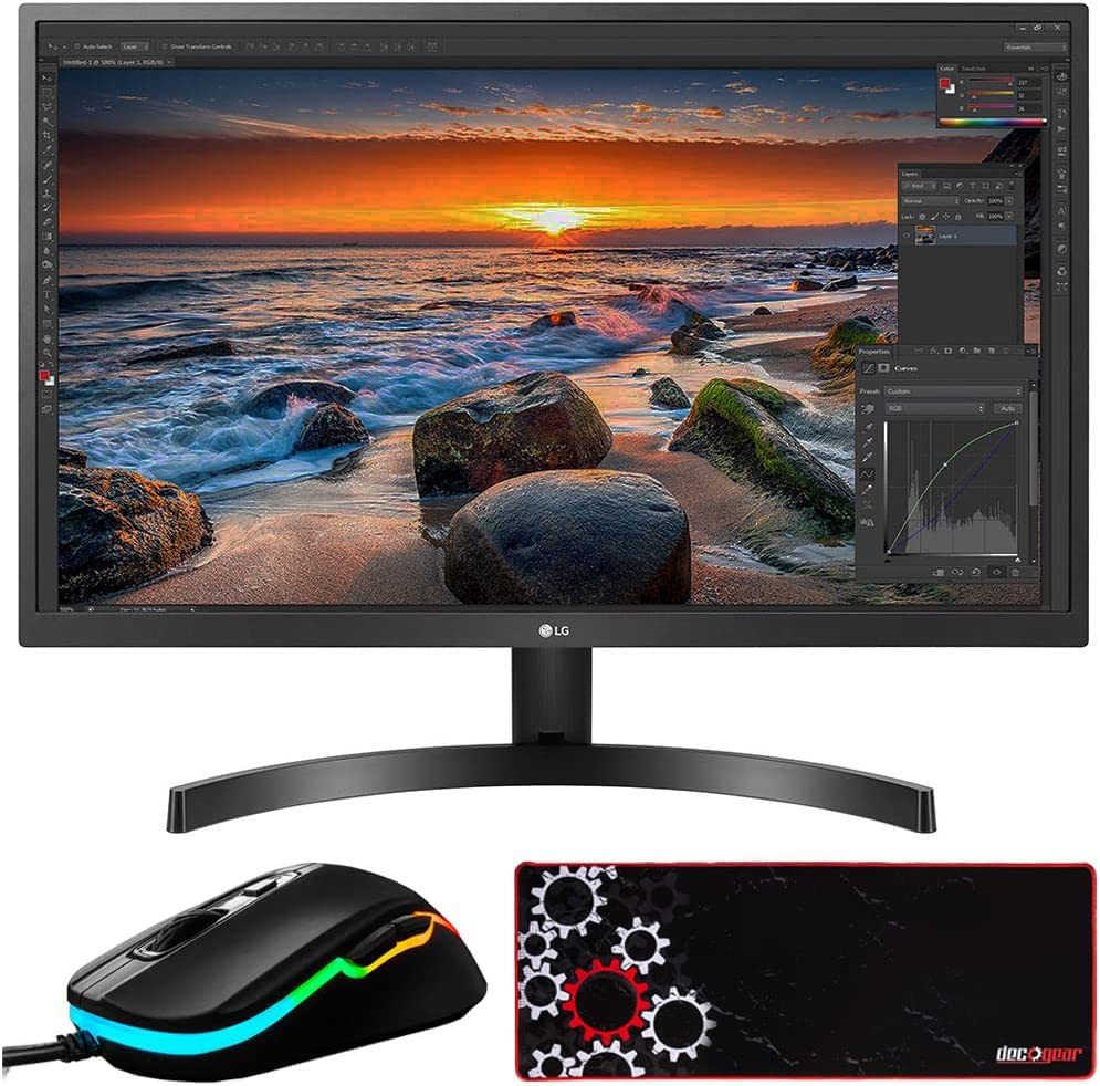 LG 27UK500-B 27" 4K UHD (3840x2160) IPS HDR10 Monitor with FreeSync Bundle with Deco Gear Wired Gaming Mouse and Deco Gear Large Extended Pro Gaming Mouse Pad