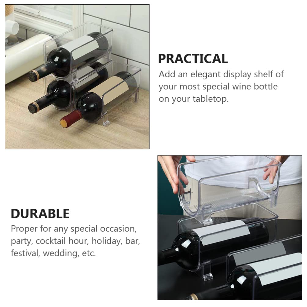 Hemoton 2pcs Drawer Wine Rack Stackable Beverage Dispenser Water Bottle Holder Bin Refrigerator Soda Can Organizer Pantry Freezers Beer Wine Tray Desk Tray Cupboard The Pet Food