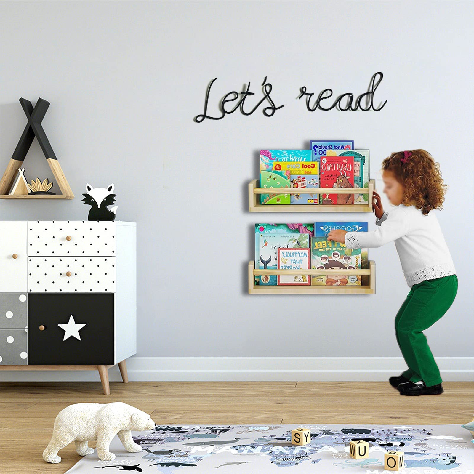Read Sign Metal Nursery Wall Decor Lets read Sign Reading Nook Decor Art for Kids Playroom Signs Book Themed Decor Bookshelves Little Library Sign Decor Birthday Gift Ideas(Black)