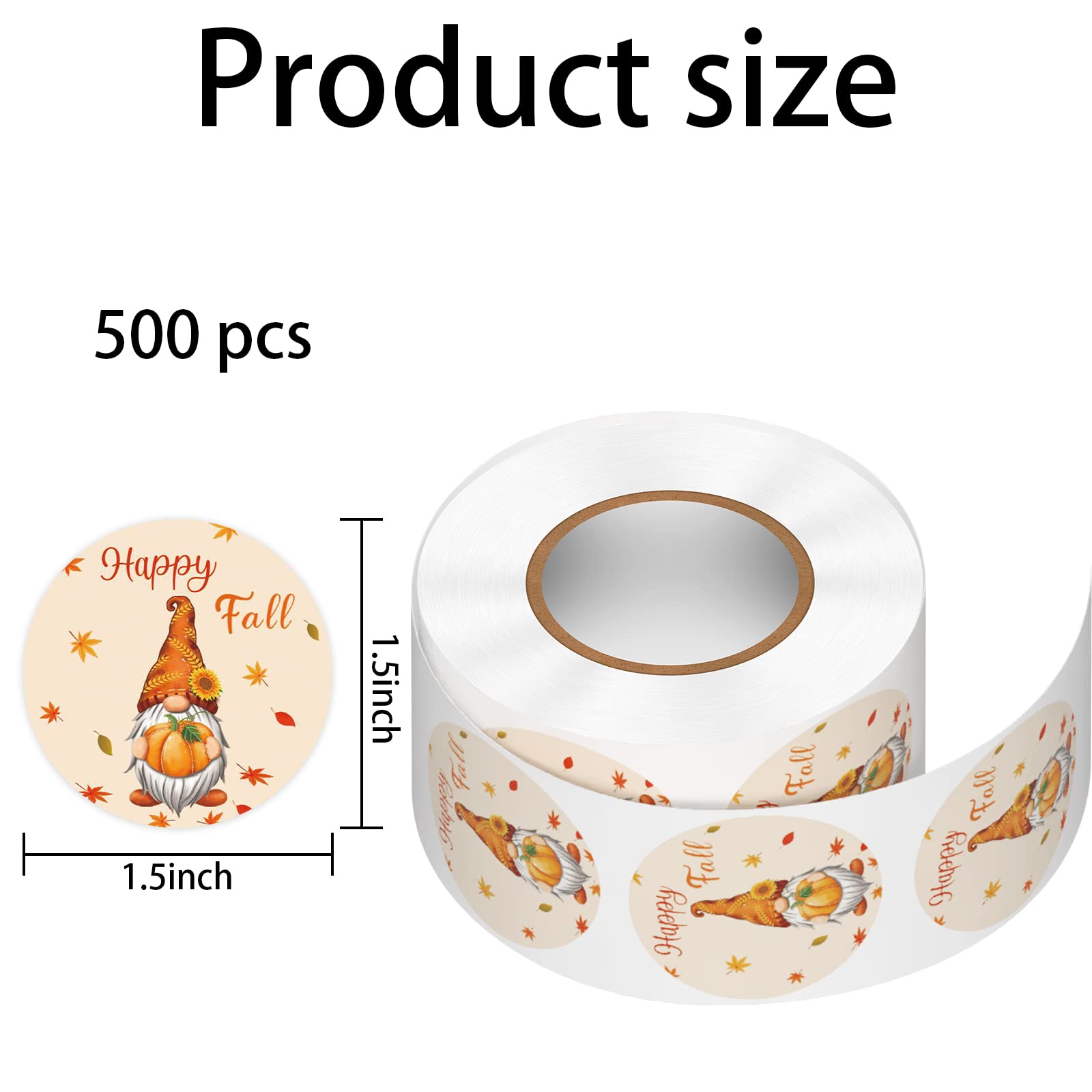 Heyfibro 500 PCS Happy Fall Y'all Stickers, 1.5 Inch Thanksgiving Stickers Label for Packing, Party, Bags, Boxes(Gnomes)