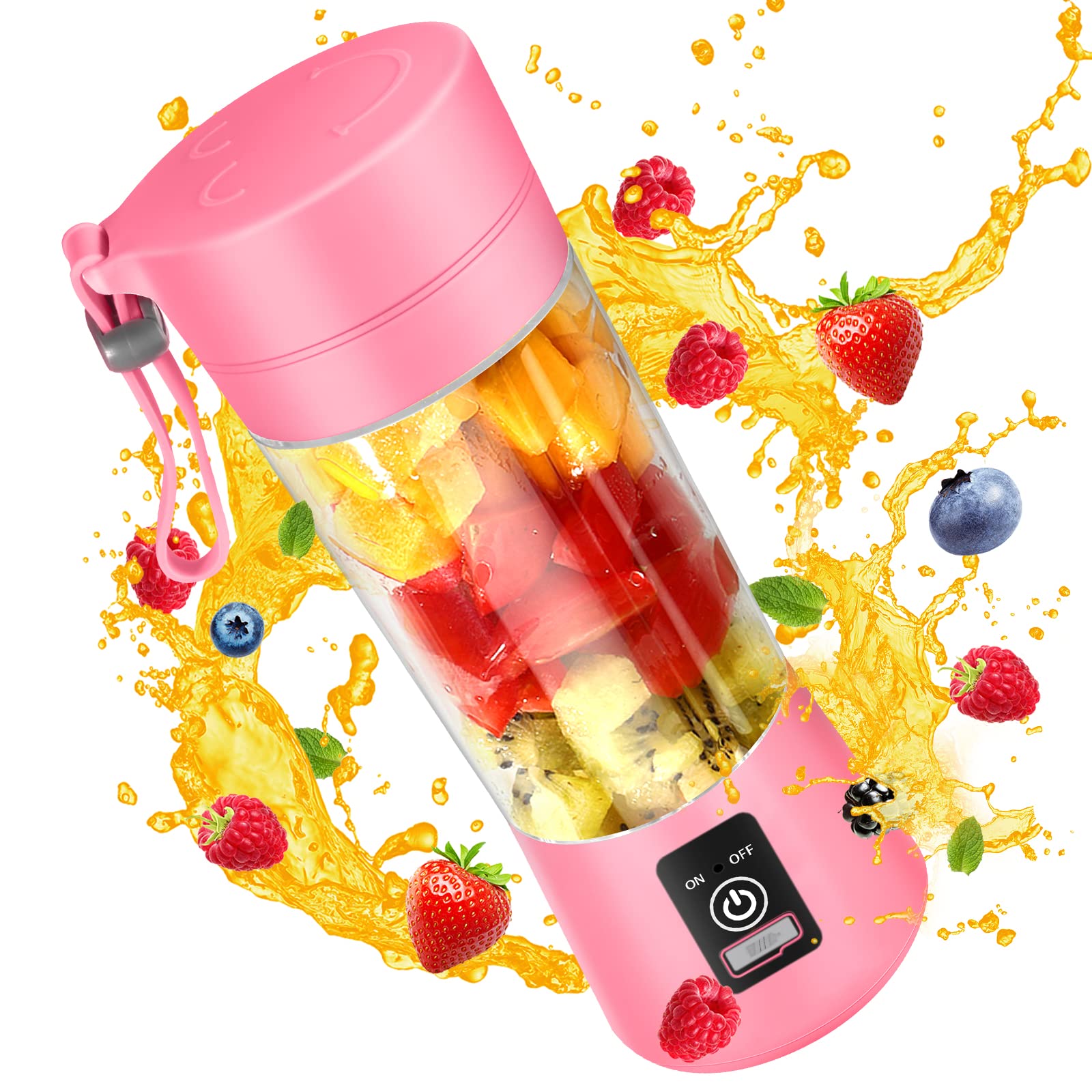 Portable Blender, Personal Blender for Shakes & Smoothies, Personal Size Blenders with USB Rechargeable Mini Fruit Juice Mixer, Mini Juicer Smoothie Blender Bottles Travel 380ML