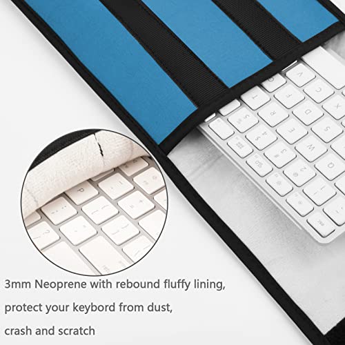 Keyboard Sleeve Travel Storage Pouch for Wireless Large Size Slim Mechanical and Gaming Keyboards Arteck Microsoft Logitech (17.5 Up to 20 Inch) - Adjustable Height Neoprene Keyboard Case (Blue)
