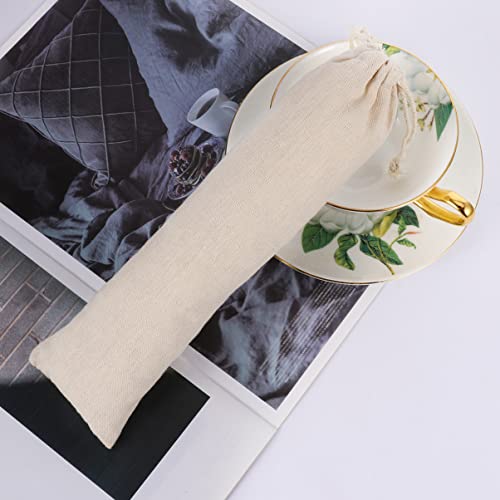Hemoton 30Pcs Straw Travel Carrying Case Cotton and Linen Pouch Bag Portable Travel Cutlery Bag for Stainless Steel Drinking Straws Cutlery Fork Spoon Storage