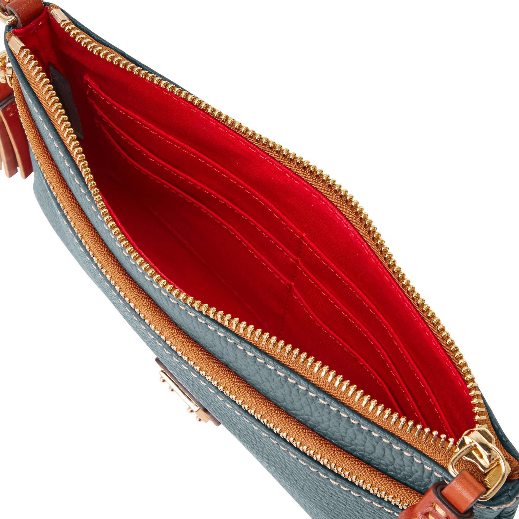 Dooney & Bourke Handbag, Pebble Grain Double Zip Wristlet - Forest