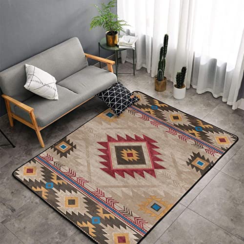 ZHUBAJIE Natural Rustic Vintage Indian Tribal Southwestern Area Rugs Home Decor Pad for Living Room Bedroom Bathroom Floor Mat Non-Slip Carpets2x3 ft