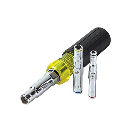 Klein Tools 32800 Nut Driver, 6-in-1 NutDriver Set, SAE Standard Six Point Hex Sizes with Heavy Duty Hollow Shaft