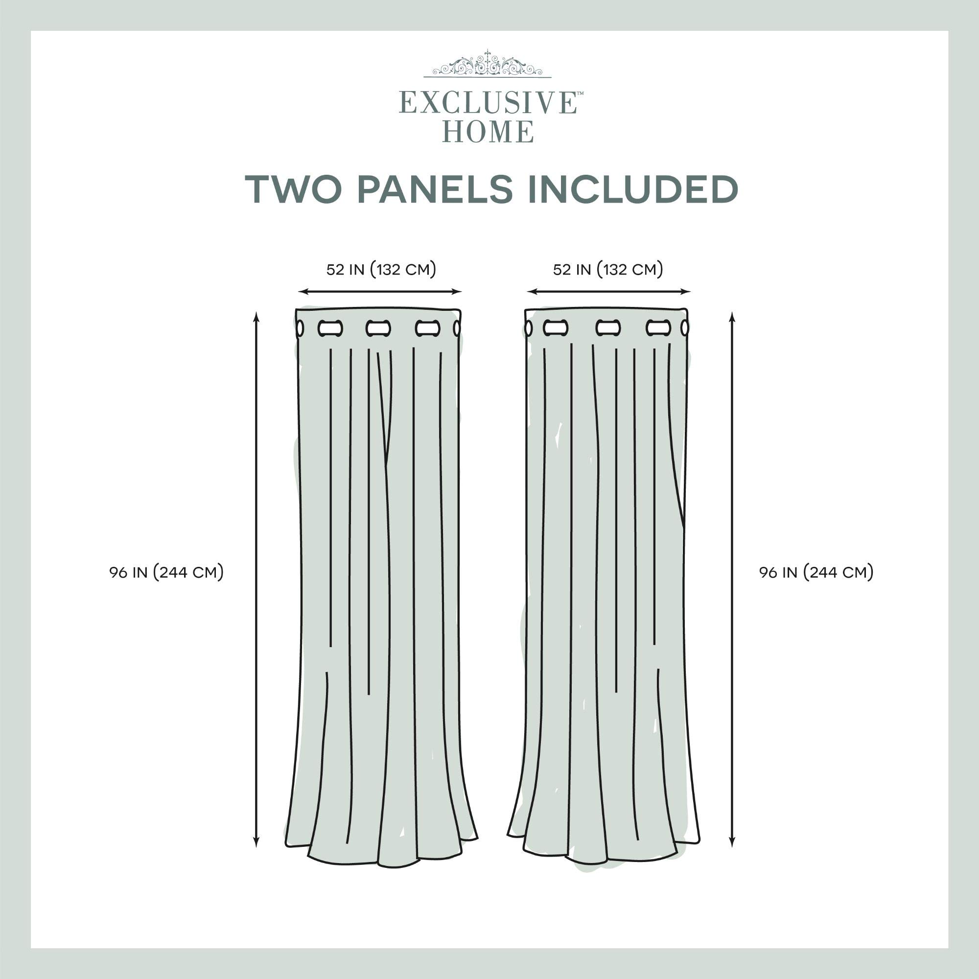 Exclusive Home Catarina Layered Solid Room Darkening Blackout and Sheer Grommet Top Curtain Panel Pair, 52"x96", Sand
