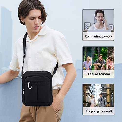 Vaupan Messenger Bag for Men, Small Crossbody Bag Water Resistant Sling Shoulder Bag for Travel School Work Business (Black)