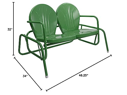 Northlight 2-Person Outdoor Retro Metal Tulip Double Glider Patio Chair, 32", Green