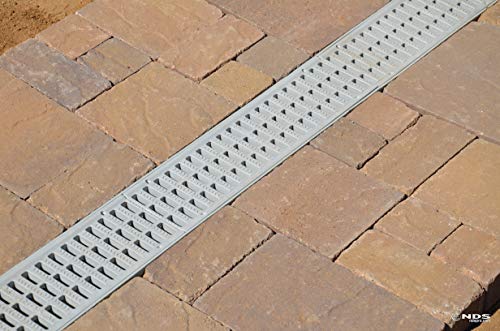 NDS Pro Series Drain Kit 5-1/2 in. X 39-3/8 in. Deep Profile Channel, Galv. Steel Grates, End Caps/Outlet, 5 in, Gray