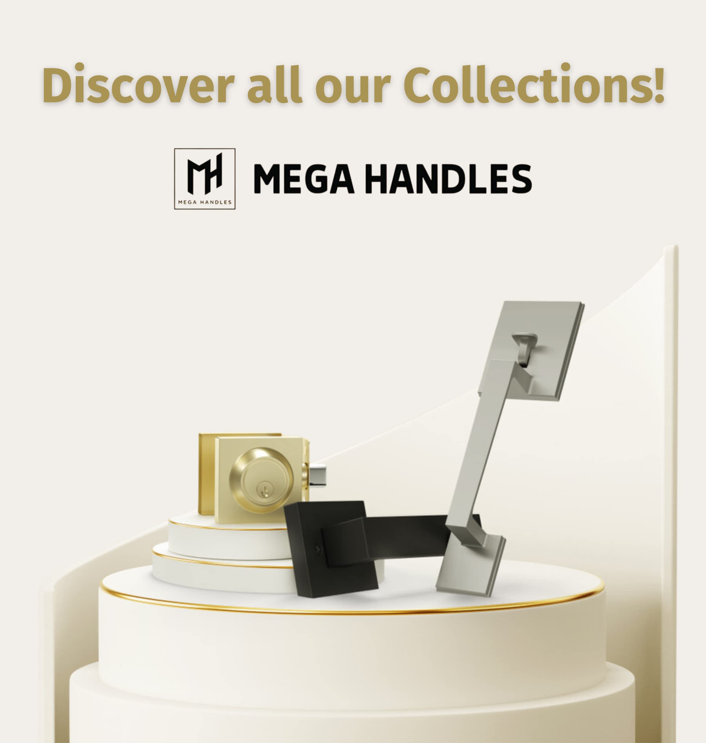 Mega Handles Entry Combo I Entry Lever Door Handle and Single Cylinder Deadbolt Lock and Key Combo Pack - Heavy Duty Square Locking Lever Set for Left or Right-Handed Doors - Satin Brass