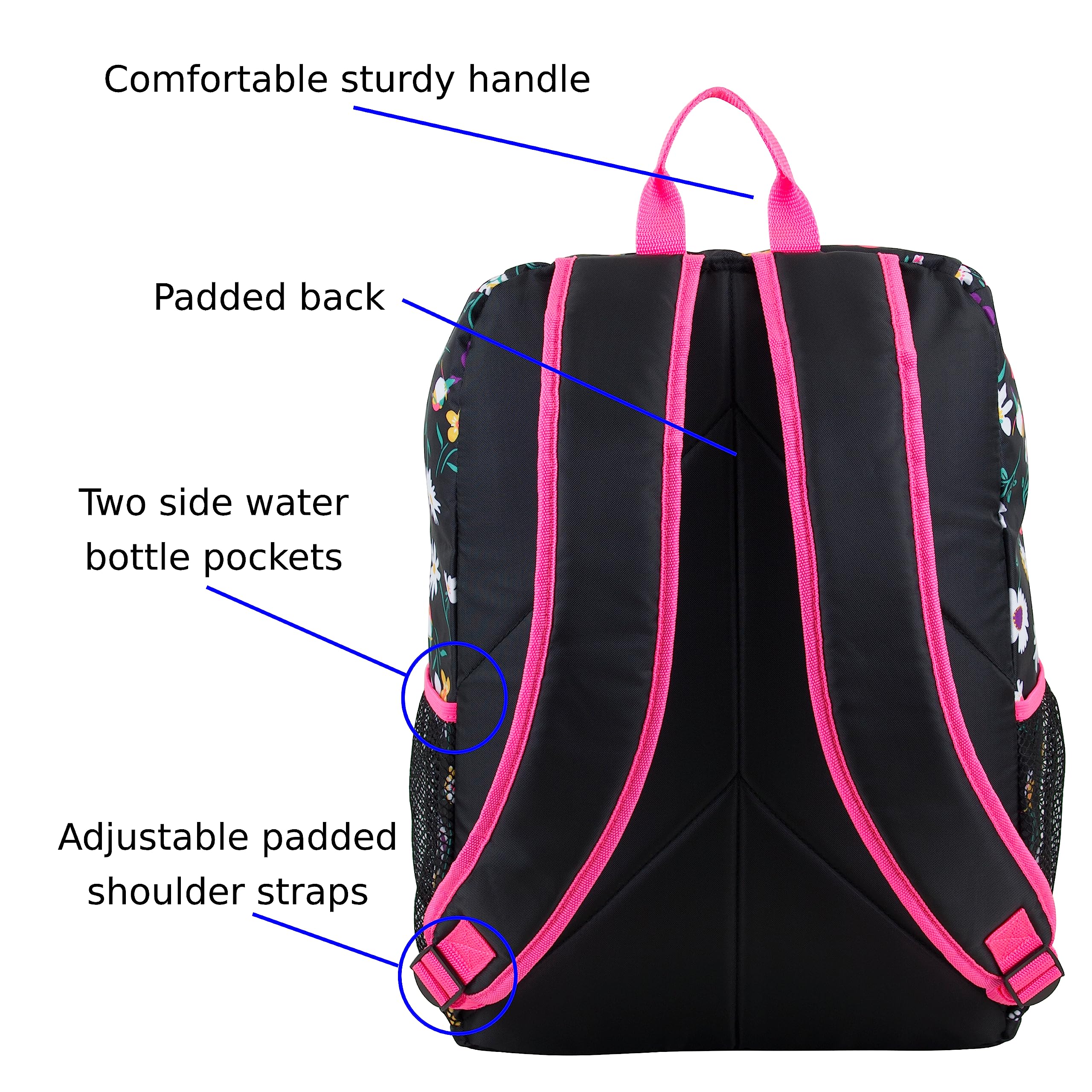 FUEL Backpack with Lunch Box Combo – 18” Two Compartment Water Resistant Durable Adjustable Straps with Side Water Bottle Pockets 2 in 1 Set - Midnight Blue